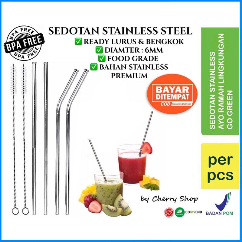 [FOOD GRADE] [SEDOTAN STAINLESS] Sedotan Stainless Food Grade / Sedotan ...