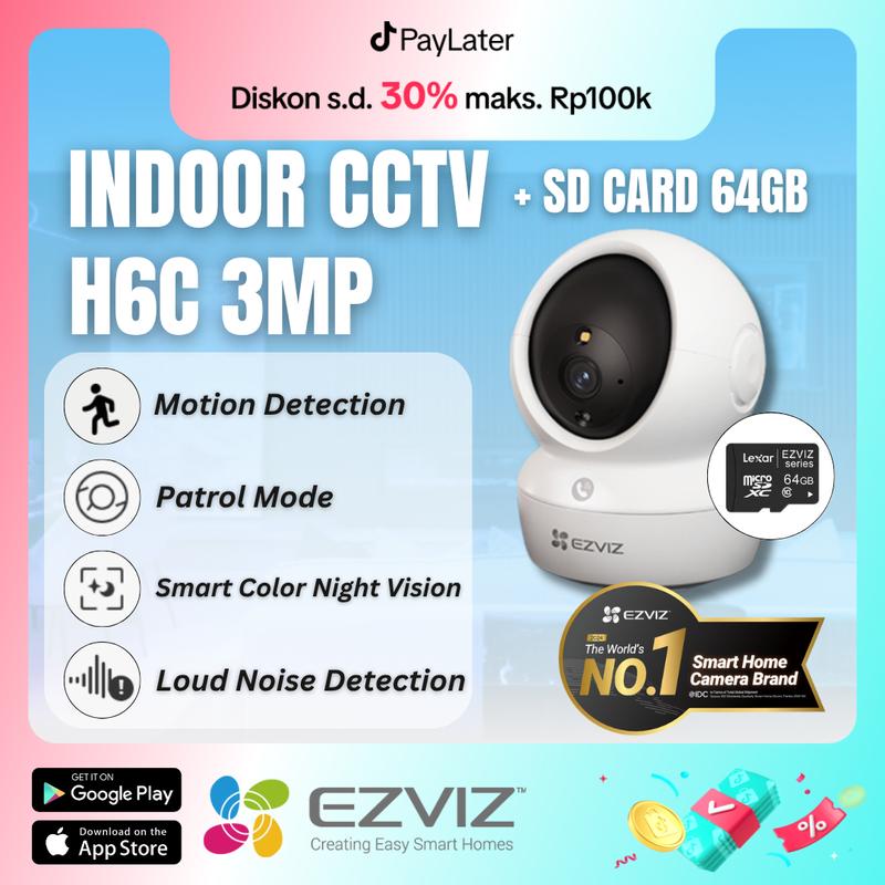 (PROMO BUNDLE) EZVIZ H6C 3MP INDOOR CCTV + MEMORY 64 GB - Shop | Tokopedia