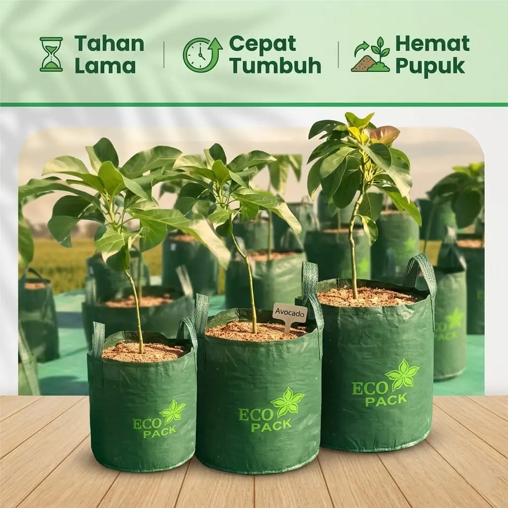 Planter Bag Hijau Eco Pack 35 L 50 L 75 L Tahan Cuaca / Pot Tanaman ...