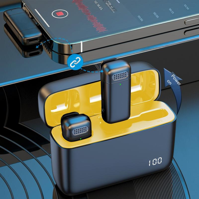 Wireless lavalier microphone/Mikrofon With mobile charging case ...