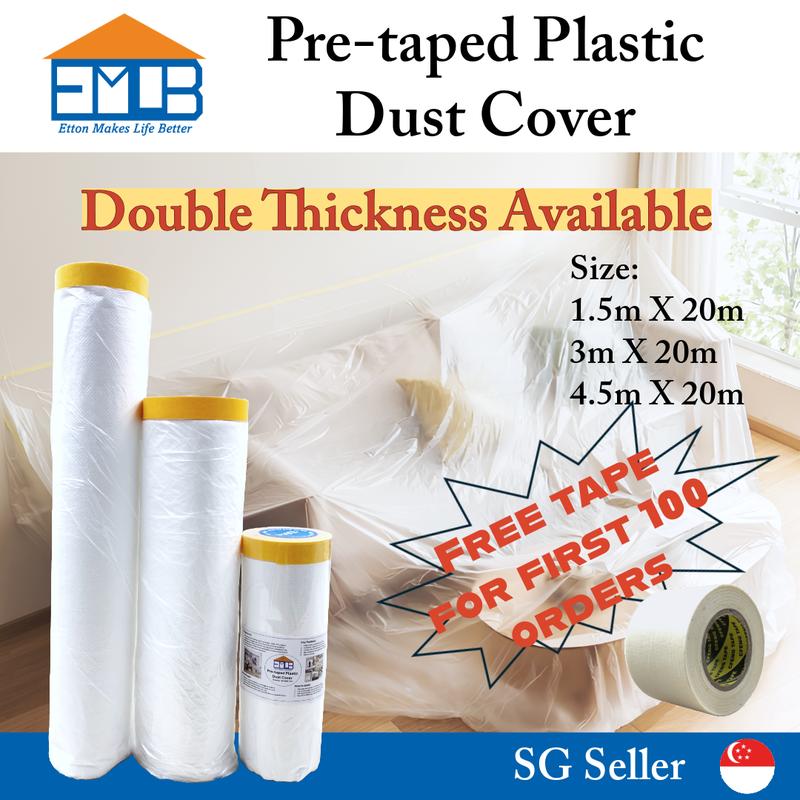 【SG Stock】Pre-taped Plastic Dust Cover Furniture Dust Proof Cover ...