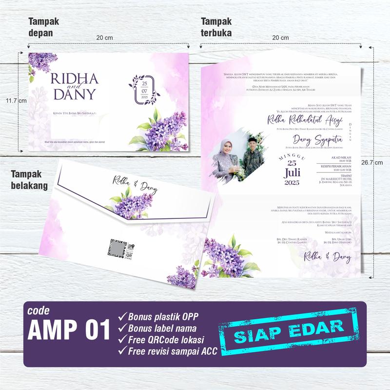 (50pcs) Undangan Pernikahan Semi Amplop Elegan Stylish + Bonus - Shop ...