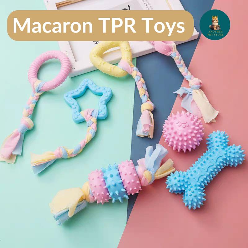 Macaron Pet TPR Rope Toys Dog Molar Bite Resistant Decompression ...