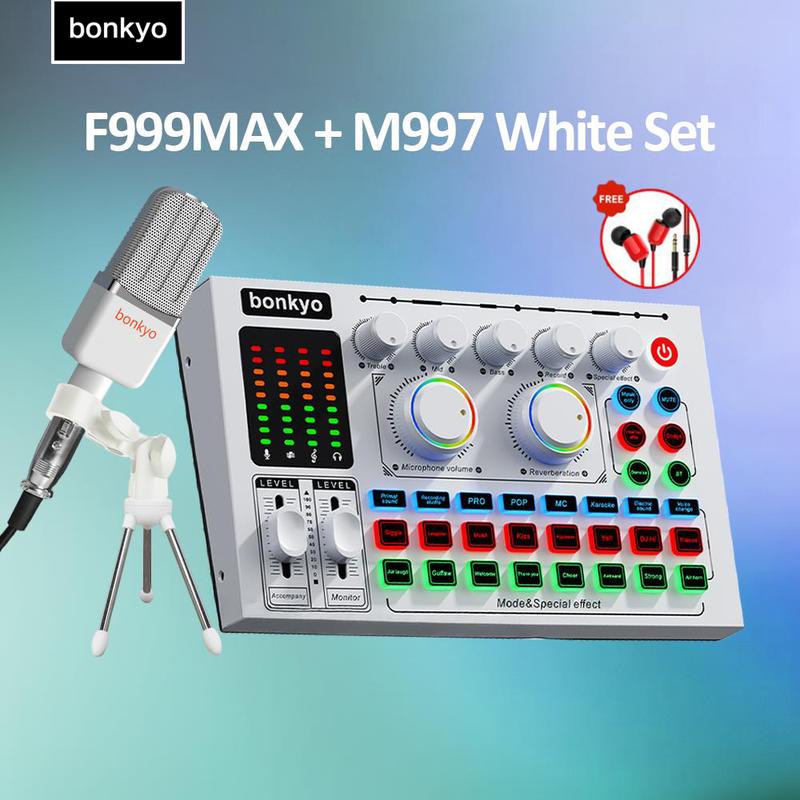 Bonkyo sound card F999MAX + set mikrofon M997 bernyanyi peralatan ...