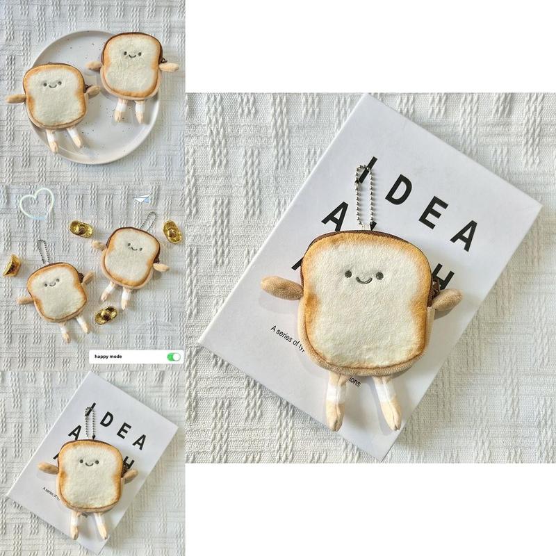 Toast Oatmeal Plush Bag Wallet Adorable Bread Slice Design For Coins ...