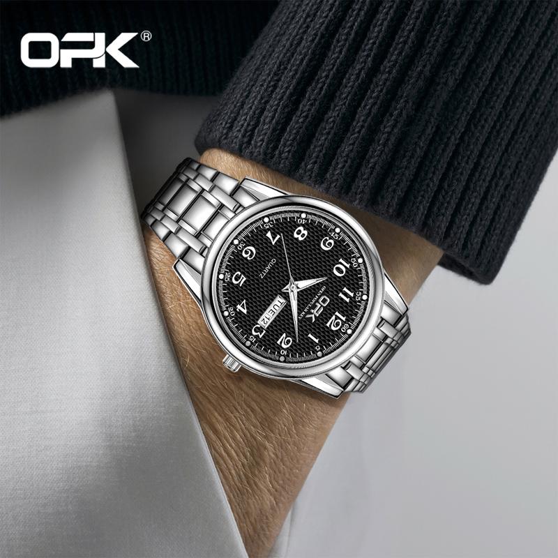 OPK Watch for men Original quartz Water proof Dual calendar Stainless ...