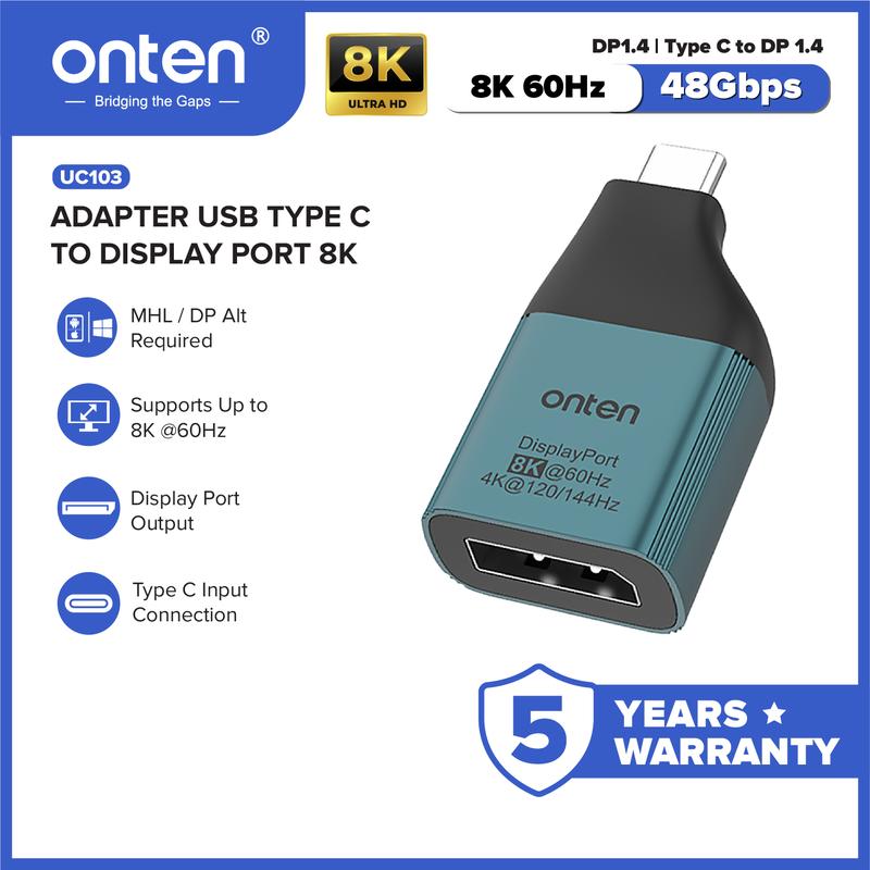 Onten Adapter Converter USB Type C To Display Port Support 8K 60Hz OTN ...