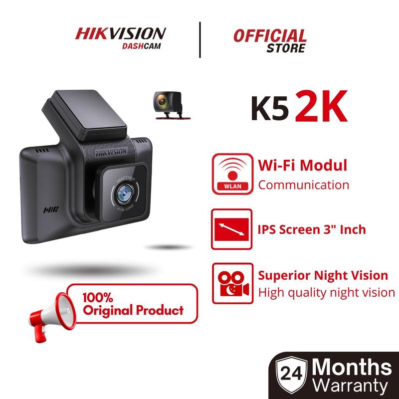 HIKVISION K5 Dashcam 2K HD Dual Channel, Voice Recognition, Clear ...