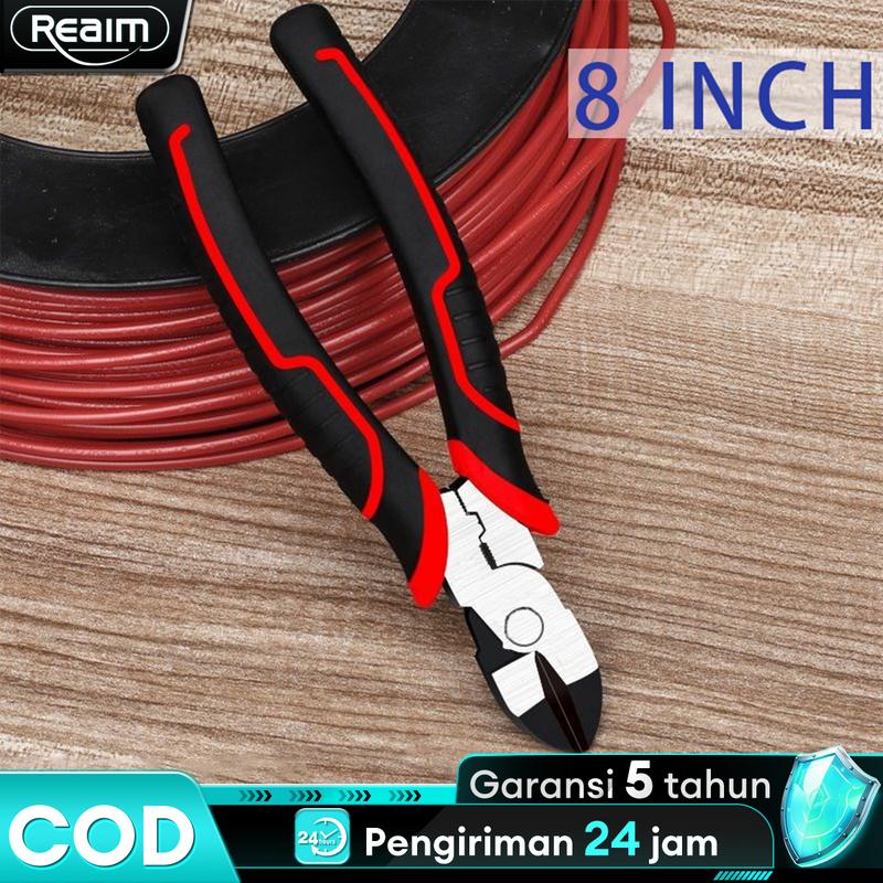 REAIM Tang Potong Kawat 8" - Needle Nose Pliers JN34 dengan Pegangan ...