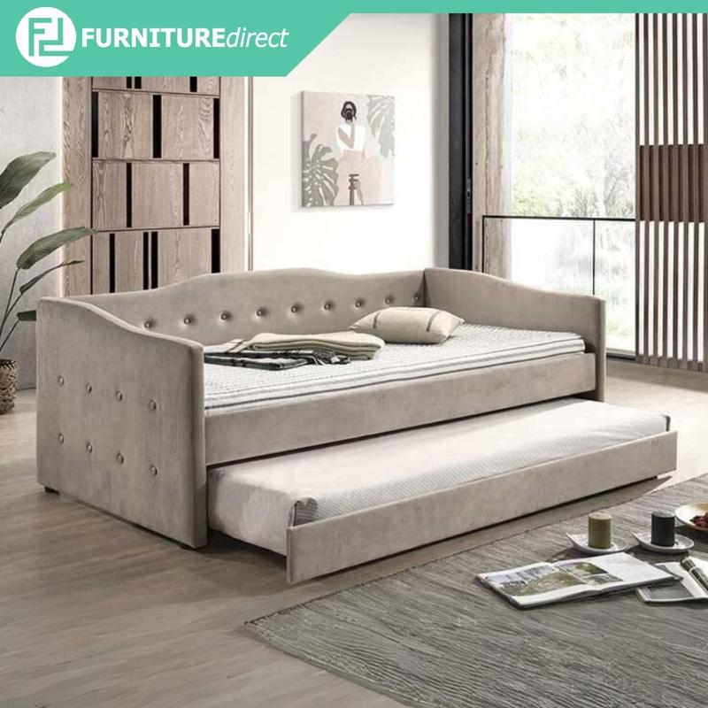 Furniture Direct GEMMA DayBed With Pull Out Trundle-Stone Velvet ...