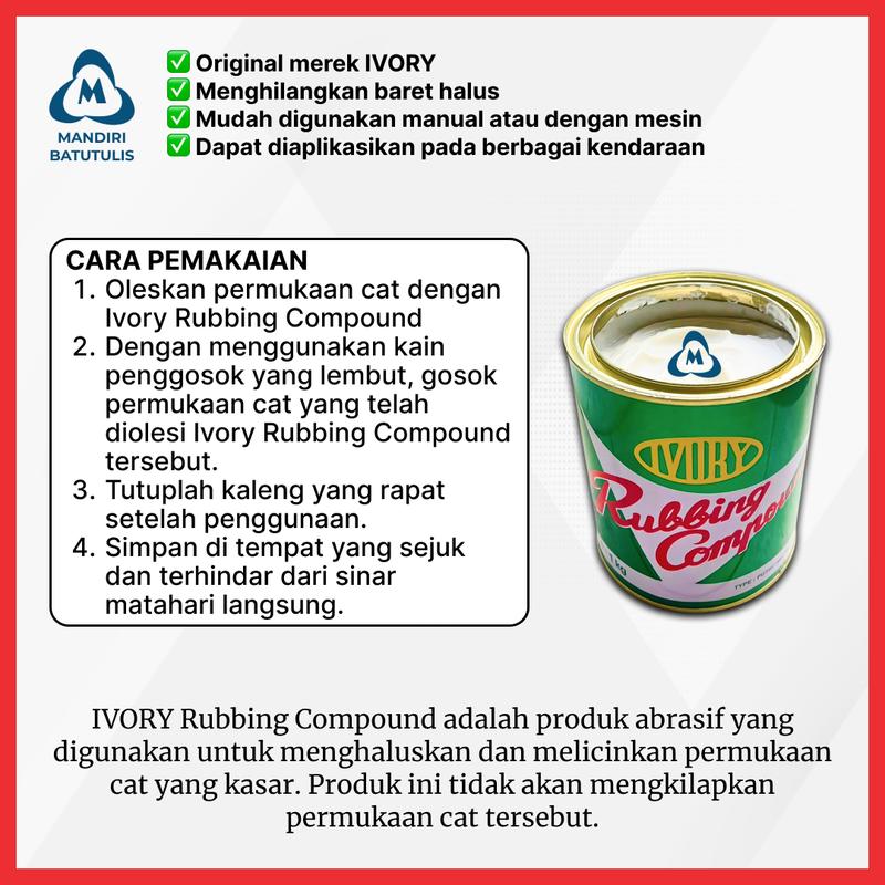 Kompon Putih IVORY Rubbing Compound 1 Kg - Kumpon Kendaraan Pasta Poles ...