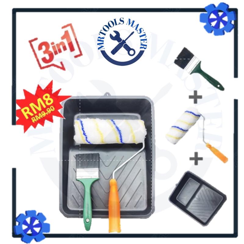 Painting Tools Set / Paint Tray Paint Roller Handle Paint Brush ...
