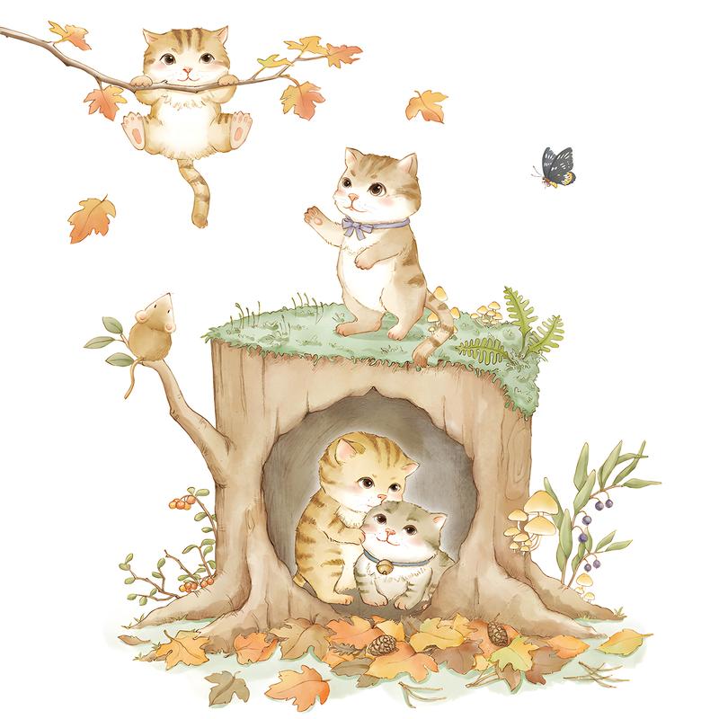 kucing kartun animal hewan stiker dinding wallsticker wall sticker ...