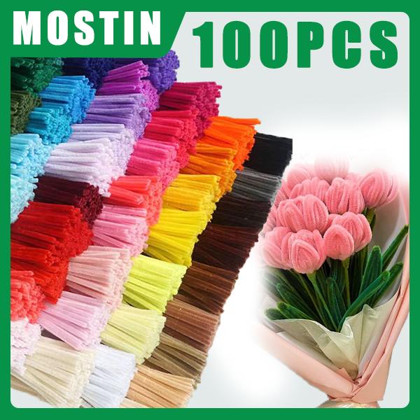 MOSTIN 100PCS Colored Chenille Wires Fluffy Sticks DIY Craf - TikTok ...