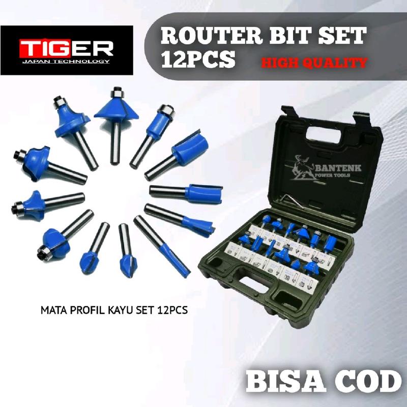 MATA PROFIL KAYU SET 12PCS TIGER TOOL. MATA ROUTER MATA TRIMER. - Shop ...