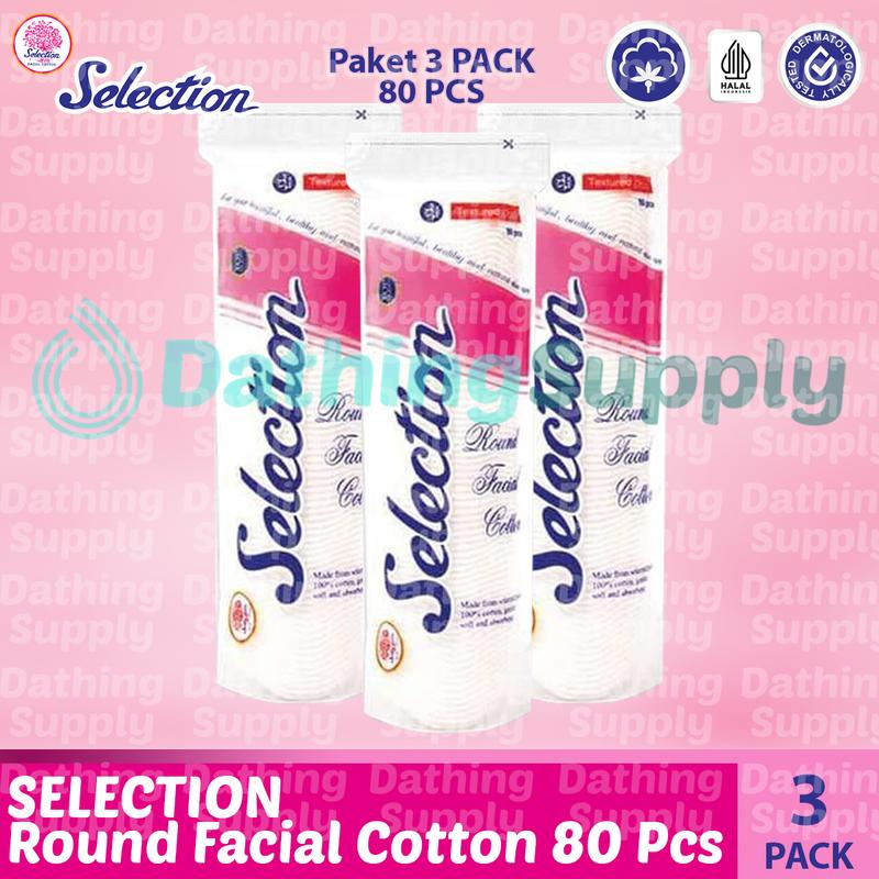 [ Paket 3 PACK ] SELECTION Round Facial Cotton Oval Kapas Kecantikan ...
