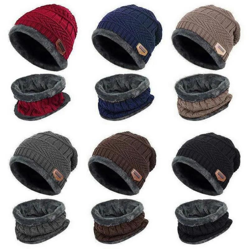 Winter Hats Knit Cap Men And Women Velvet Hat Coral Fleece Scarf ...