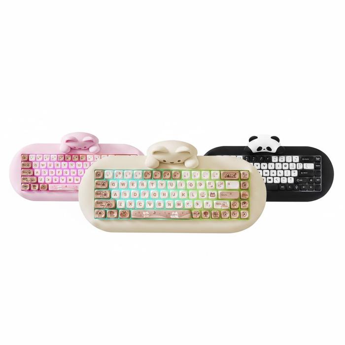 Promo Yunzii C68 Cute Cat 2.4Ghz Bluetooth Wireless Mechanical Keyboard ...