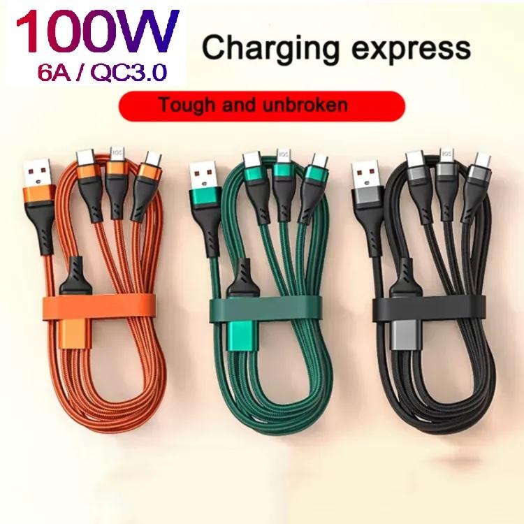 3 in 1 100w Cable 6A Fast Charging Data USB Cable Support Quick ...