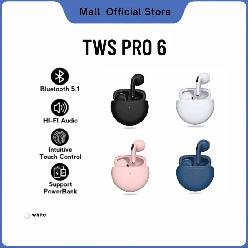 TWS PRO 6 Stereo Berkualitas ldeal untuk Gaming Koneksi Nirkabel ...