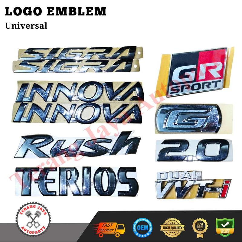 Logo Emblem Chrome Tulisan "Dual VVTI"/"G"/"Sigra"/"2.0"/"INNOVA"/"RUSH ...