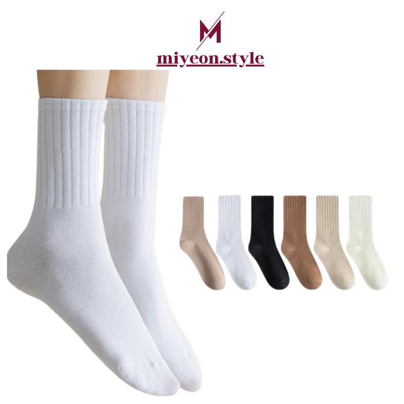 Miyeon KK515 Kaos Kaki Stocking Wanita Vertical Stripes Solid Color ...
