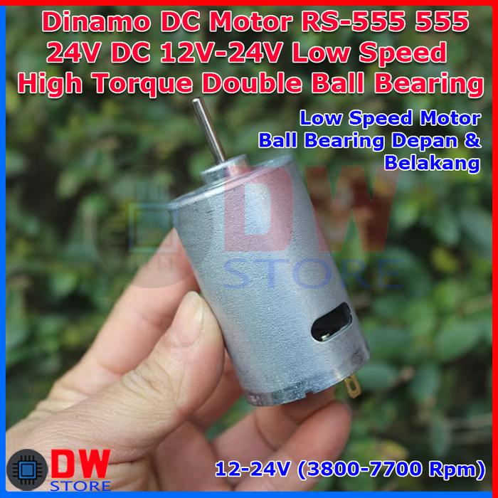 Jual Dinamo DC Motor RS555 RS-555 12V - 24V Low RPM Speed High Torque ...