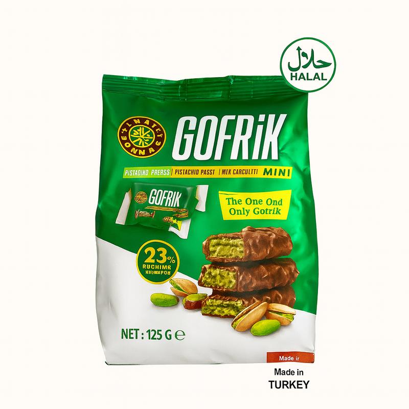 GOFRIK MINI PREMIUM MILK CHOCOLATE WITH PISTACHIO 125G cokelat turki ...