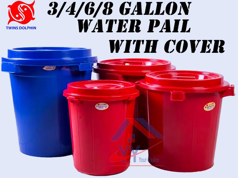 Twins Dolphin 3-8 Gallon Water Pail With Cover/Water Drum/Plastic ...