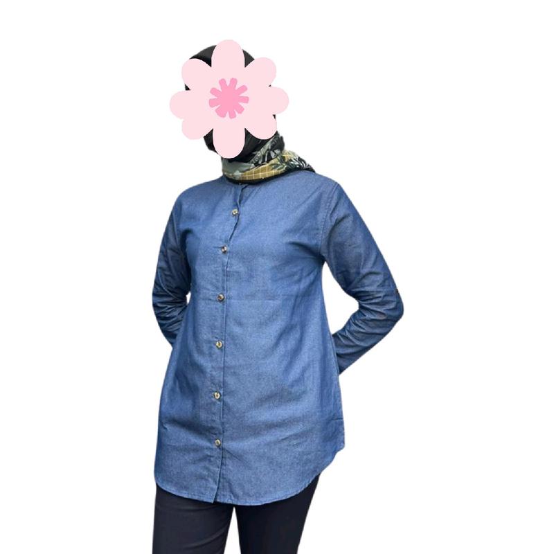 Baju Muslimah Denim Cotton Full Button | Baju Wanita Plain Comfortable ...