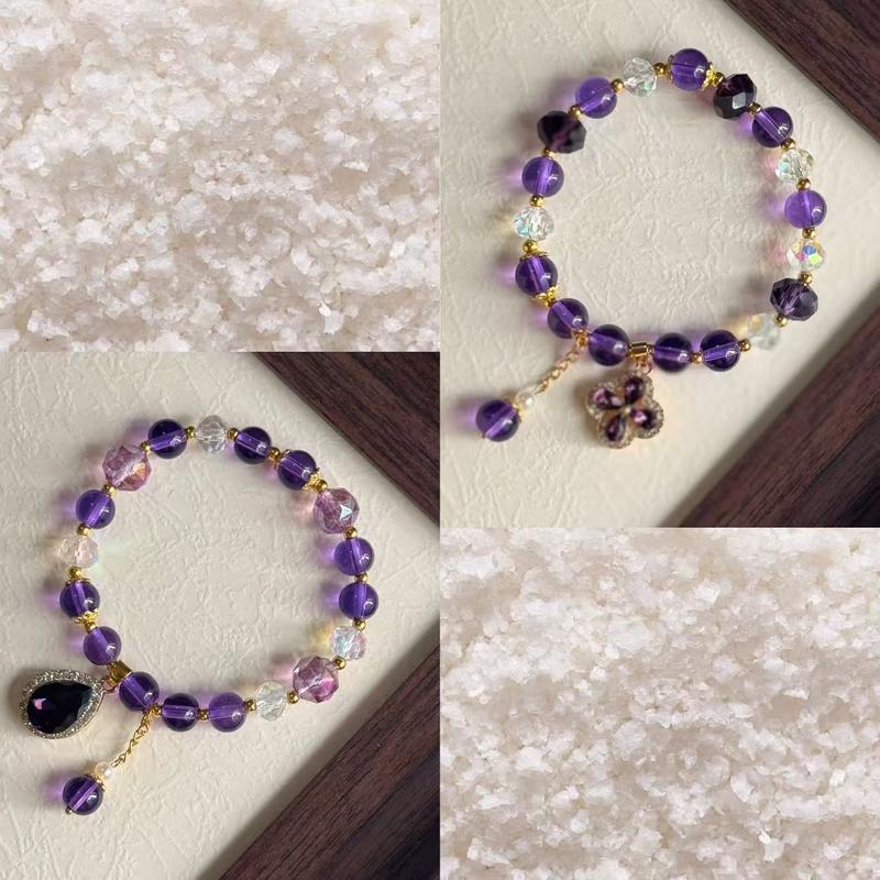 Gelang Tangan Kristal Ungu, Berkembar, Padanan untuk Kawan Karib ...