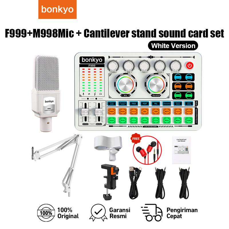 Bonkyo F999 SoundCard + M998/M999 Mic White/Black Live Radio - TikTok ...