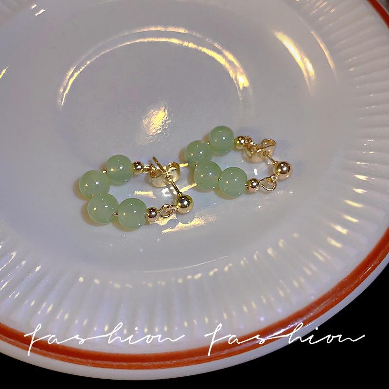 Anting-anting vintaj hijau manik, kelas tinggi, elegan, fesyen ...