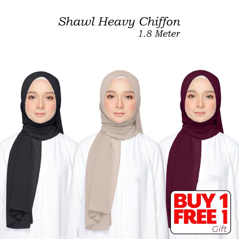 SHAWL KEKNIS PLAIN (HEAVY CHIFFON) || 1.8 meter || PREMIUM QUALITY(Buy ...