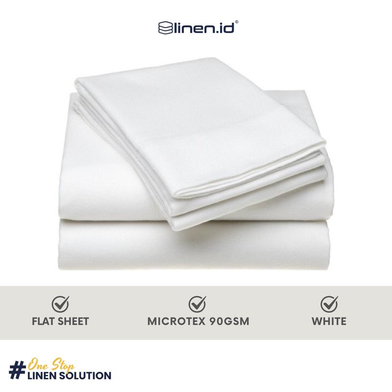 LINEN.ID | [Sprei Hotel] Flat Sheet Microtex 90gsm Putih Polos - Shop ...