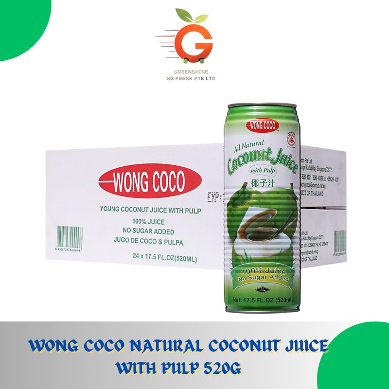 wong coco natural coconut juice with pulp 520 g - TikTok Shop Singapore