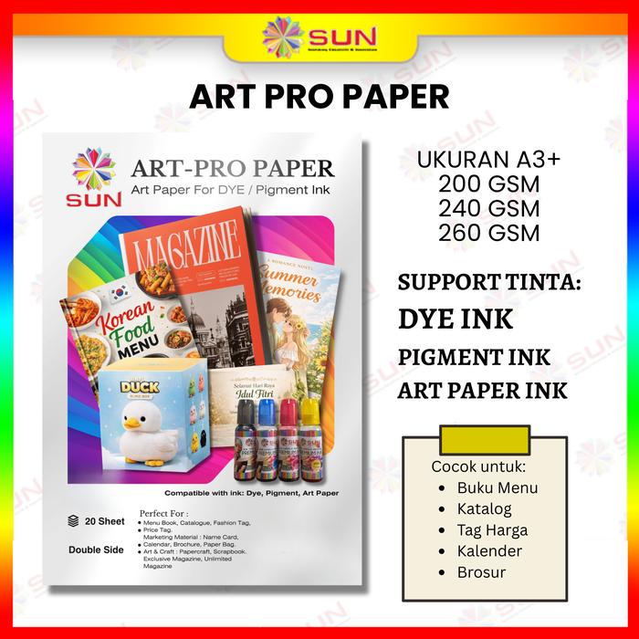 Jual Kertas Art Paper Untuk Tinta Dye - SUN ART PRO PAPER 200, 240, 260 ...