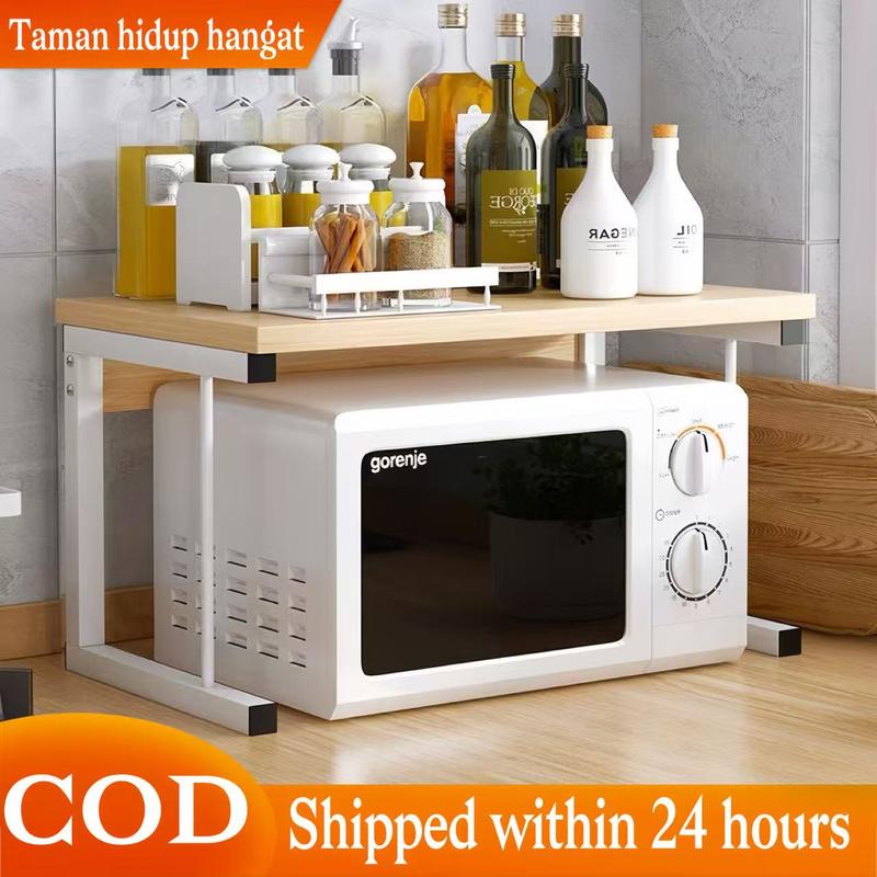 COD Single/Double Layer Oven Rack K Leg Wooden Microwave Shelf - TikTok ...