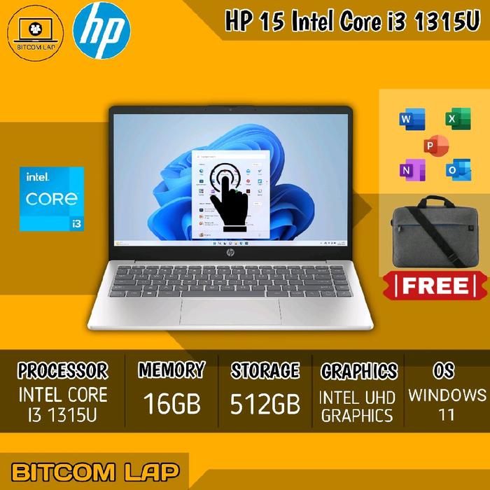 Promo Laptop HP 15 Touchscreen i3-1315U Gen 13 RAM 32GB SSD 1TB Windows ...