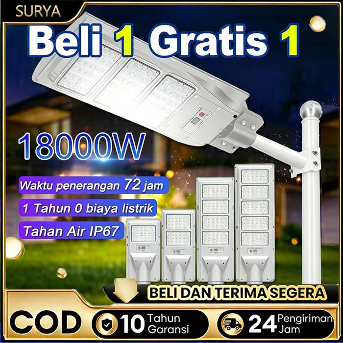 Promo 【Garansi 10 tahun】Lampu panel surya tahan 24 jam 18000W lampu ...