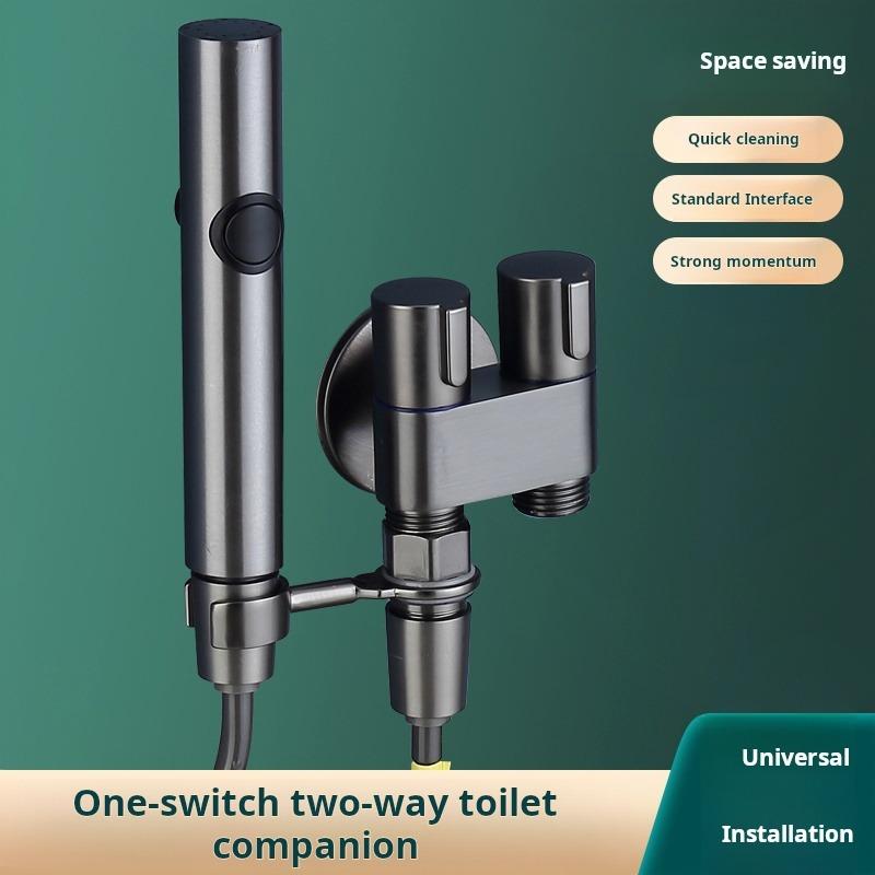 Toilet companion flush spray gun faucet one in two out angle - TikTok ...
