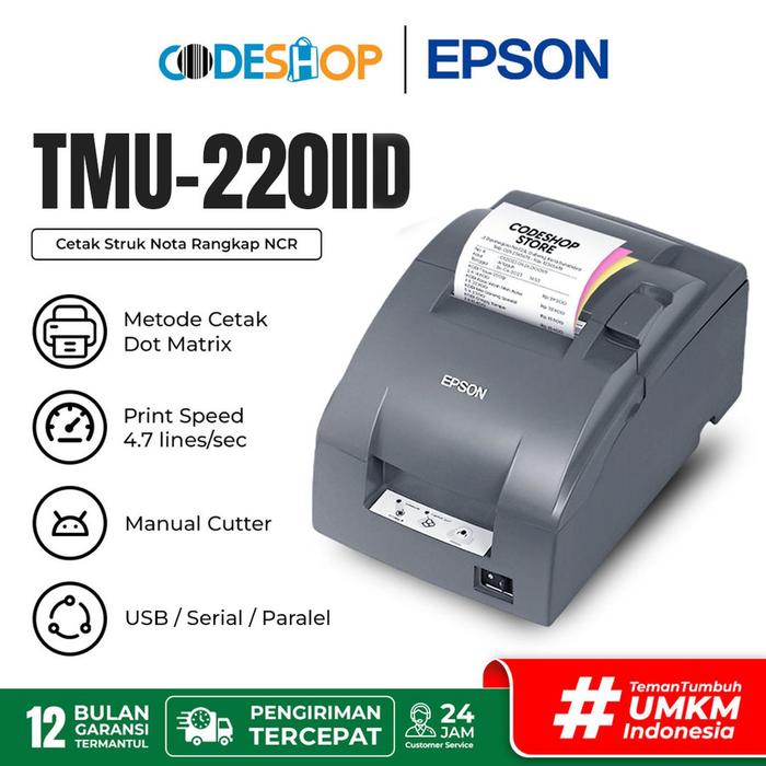 Promo Printer Kasir Epson TMU 220 D TM U220 Manual Cutter Dot Matrix ...
