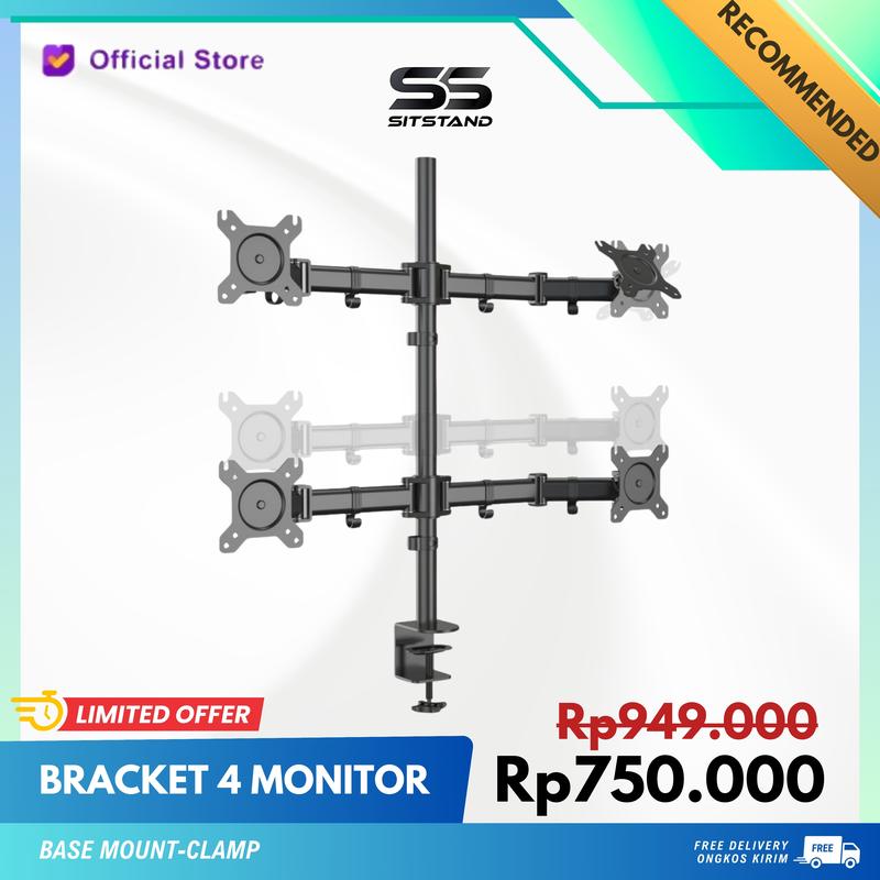 Bracket Sitstand Quad Monitor Stand Bracket Empat Monitor Breket - Shop ...