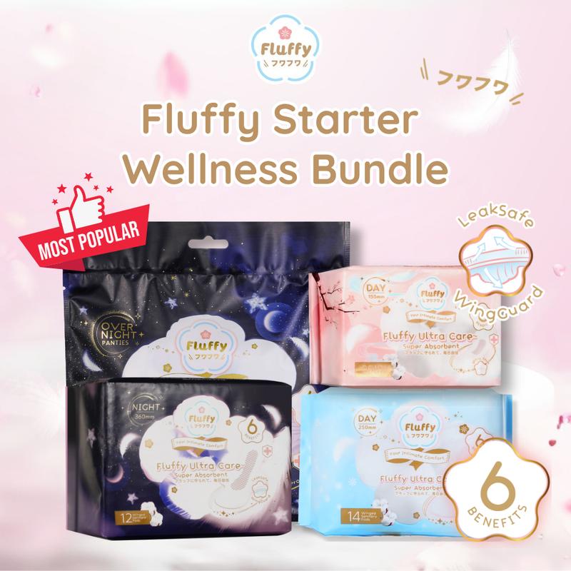 Fluffy Ultra Care Sanitary Wellness Pads with LeakSafe WingGuard ...