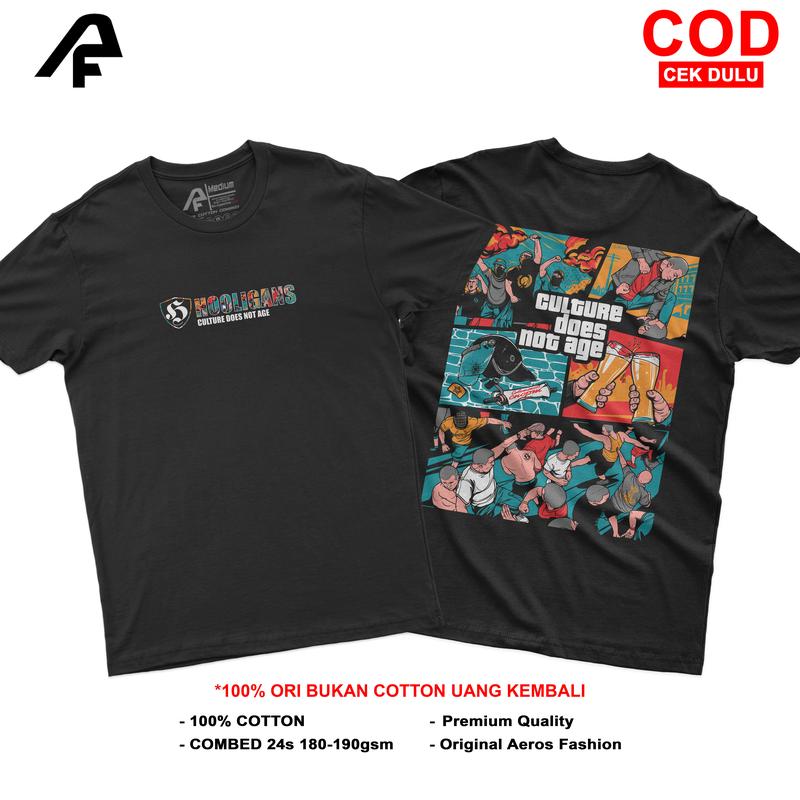 Kaos Hooligans culture does not age tshirt football cotton combed ...