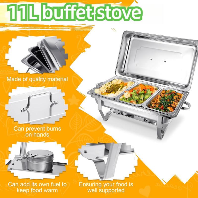 Buffet tray set 11L Foldable Stainless Steel Square Buffet Stove ...