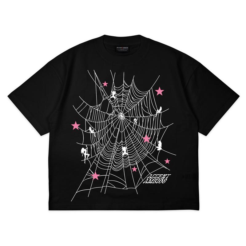 AccentAmbios Boxy Oversized Tshirt Spider Web Black Unisex - - Shop ...