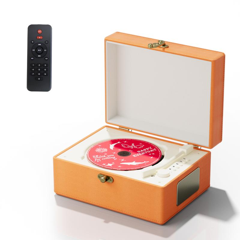 Yintiny Rechargeable Leather CD Player with Speakers; Bluetooth ...