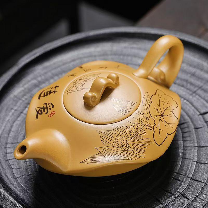 Yixing raw mineral water cloud Fengming lotus pot teapot Large capacity ...