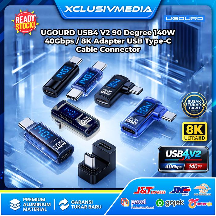 Jual Konektor / Adaptor USB4 V2 90 Degree 140W 40Gbps / 8K Adapter USB ...